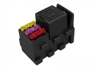 Relay Socket With Integrated 3x Blade Fuse Holder | 12 Volt Planet