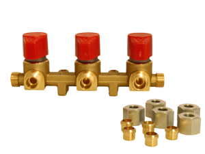 Triple Gas Manifold Valve For 8mm Copper Gas Pipe | 12 Volt Planet