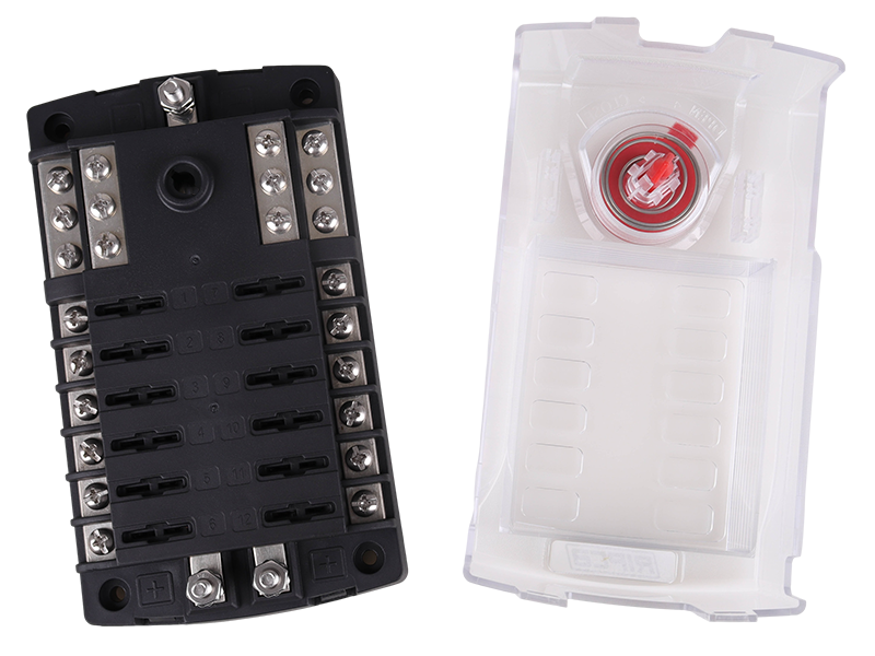 Fuse Box With Common Power & Ground Buses 12-Way | 12 Volt Planet