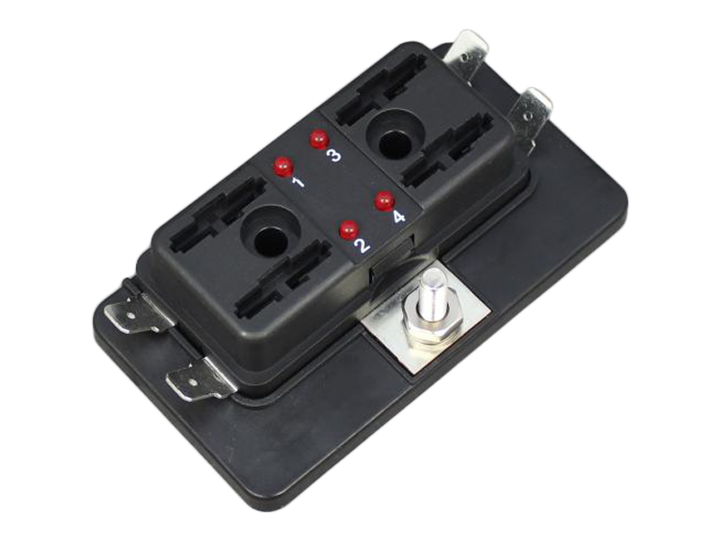 Standard Blade Fuse Box With LEDs - 4 Way | 12 Volt Planet