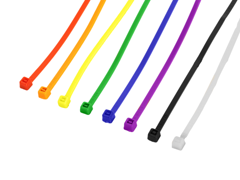 800 Piece Assorted Multicolour Cable Tie Pack - 100mm x 2.5mm (8 ...