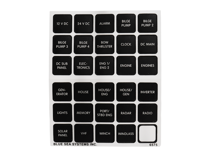 Blue Sea Systems 4218 Waterproof DC Label Kit - 30 Black Square Labels ...