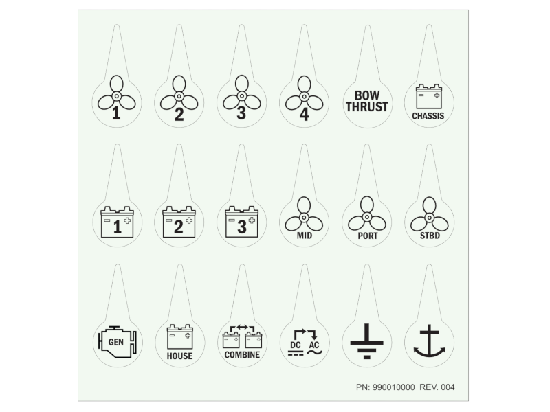 Blue Sea Systems 7902 Battery Switch ICON Label Kit | 12 Volt Planet