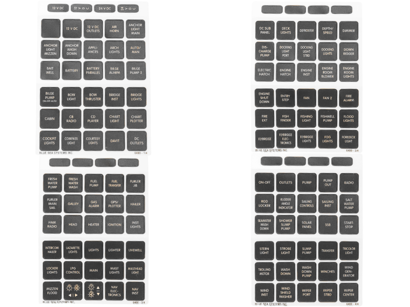 Blue Sea Systems W4217 aterproof DC Label Kit - 120 Black Square Labels ...