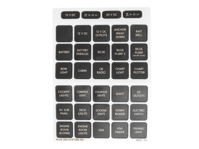 Blue Sea Systems 4216 Waterproof DC Label Kit - 60 Black Square Labels ...