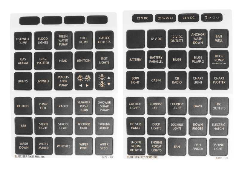 Blue Sea Systems 4216 Waterproof DC Label Kit - 60 Black Square Labels ...
