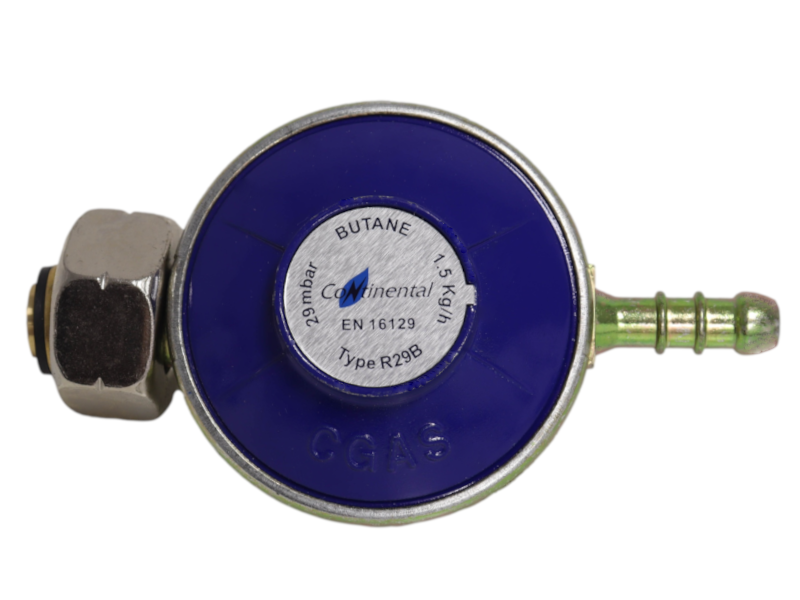 Butane Screw-On 29mbar Regulator With 8mm Hosetail | 12 Volt Planet