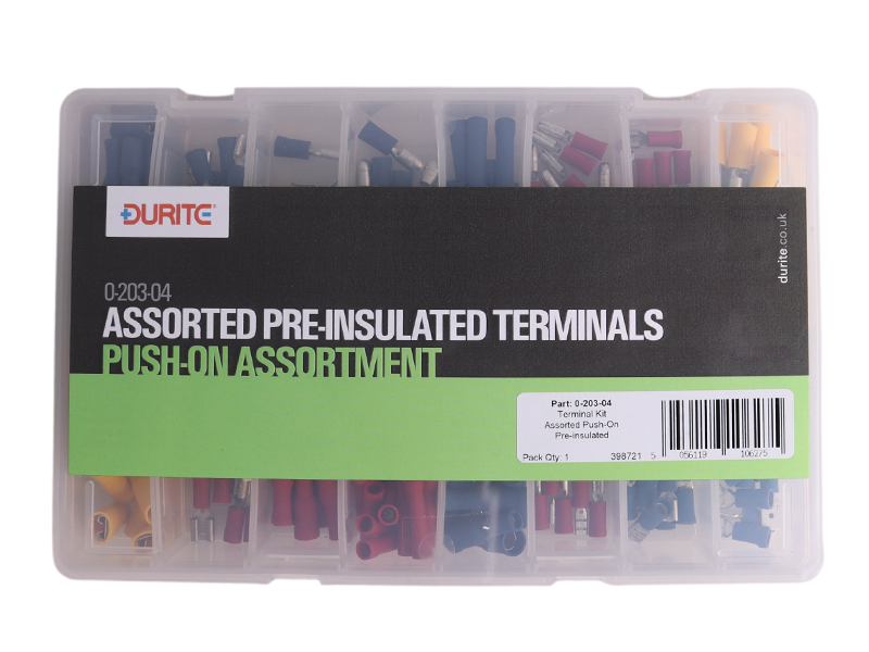 Durite 221 Piece Push-On Pre-Insulated Crimp Terminal Assortment Kit 0 ...