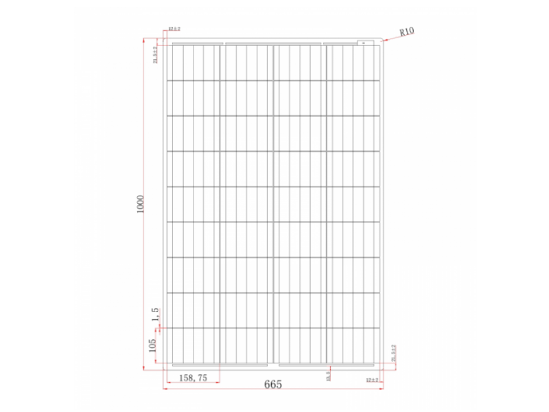 120W Monocrystalline Black Semi-Flexible Fibreglass Solar Panel - Rear ...