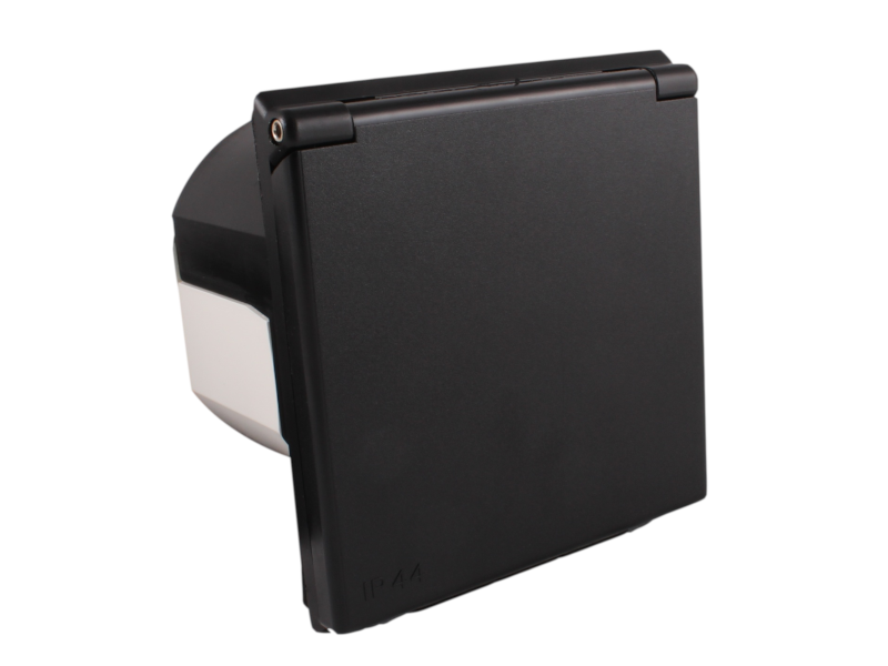 240V Compact Flush Mounted Inlet Plug - Black | 12 Volt Planet