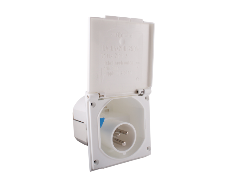 240V Compact Flush Mounted Inlet Plug - White | 12 Volt Planet