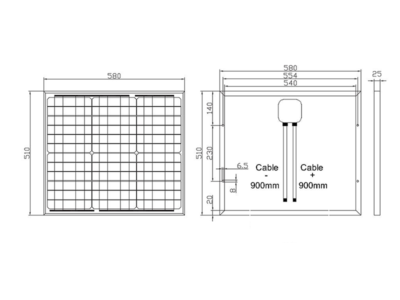 Photonic Universe 50W Monocrystalline Rigid Framed Solar Panel (510 x ...