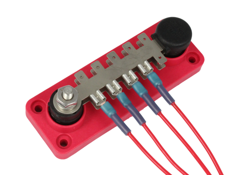 120A VTE 20 Point Tab Terminal Busbar - Red | 12 Volt Planet
