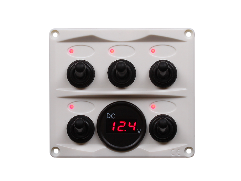 Weatherproof 5-Way Switch Panel With Voltmeter - White | 12 Volt Planet
