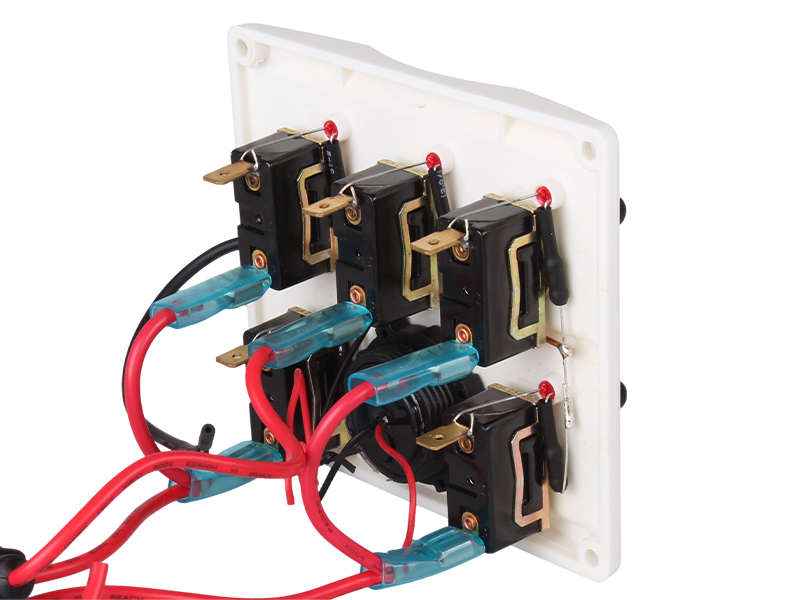 Weatherproof 5-Way Switch Panel With Voltmeter - White | 12 Volt Planet