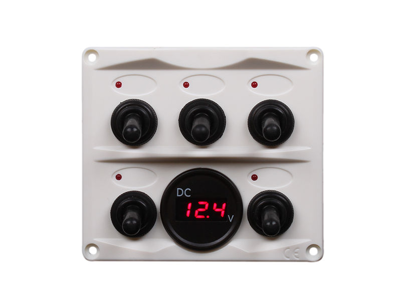 Weatherproof 5-Way Switch Panel With Voltmeter - White | 12 Volt Planet