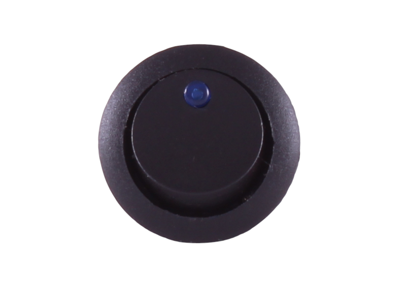 12V ON/OFF Round Mini Rocker Switch - Blue Dot | 12 Volt Planet