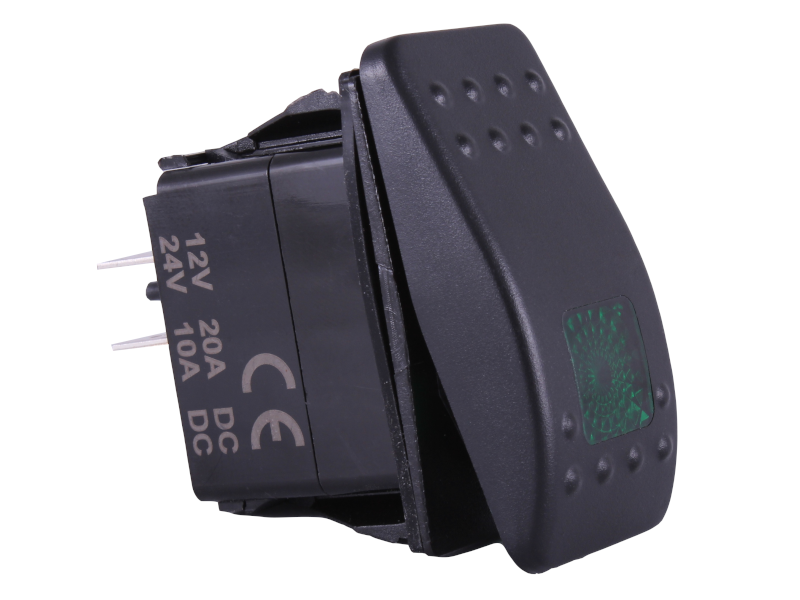 Waterproof ON/OFF Marine Rocker Switch - Green Illumination | 12 Volt ...