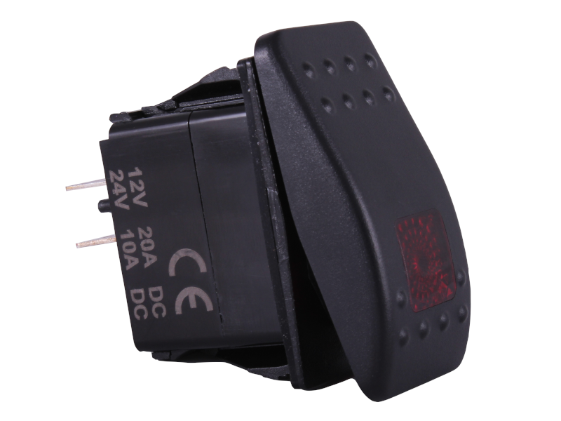 Waterproof ON/OFF Marine Rocker Switch - Red Illumination | 12 Volt Planet