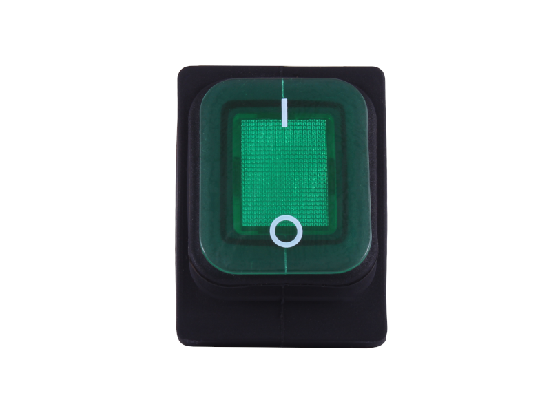 12V Waterproof ON/OFF Rectangular Switch - Green Lens | 12 Volt Planet