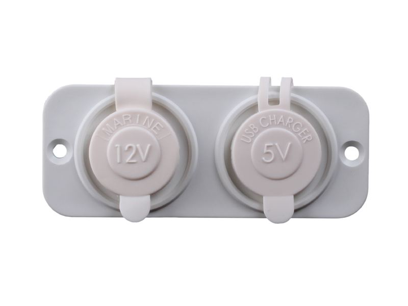 Panel Mount White 12V & USB Power Socket | 12 Volt Planet