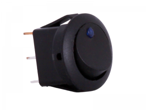 12V ON/OFF Round Mini Rocker Switch - Blue Dot | 12 Volt Planet