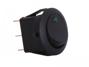 12V ON/OFF Round Mini Rocker Switch - Green Dot | 12 Volt Planet