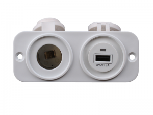 Panel Mount White 12V & USB Power Socket | 12 Volt Planet