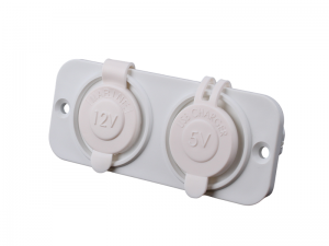 Panel Mount White 12V & USB Power Socket | 12 Volt Planet